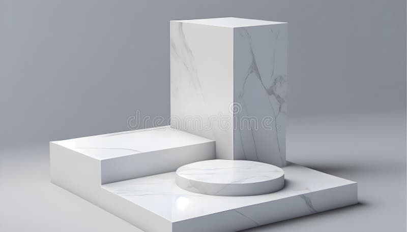 A 3d Marble Stone with 3 Circle Steps Podium for Product Display and a ...