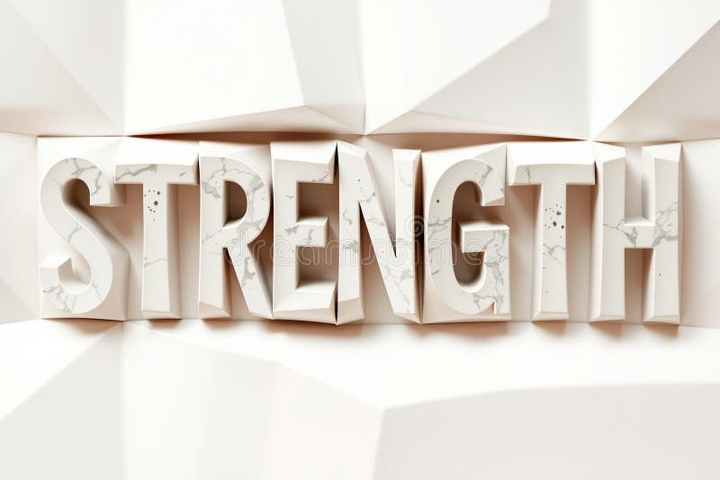3d Marble Textured Strength Typography on White Geometric Background ...