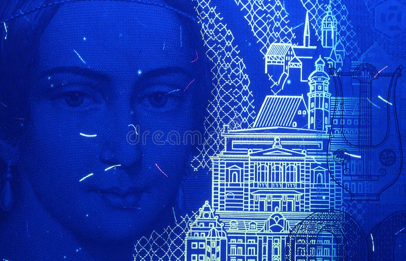 100 D-Mark Bank Note in UV Light Stock Photo - Image of ultraviolet ...