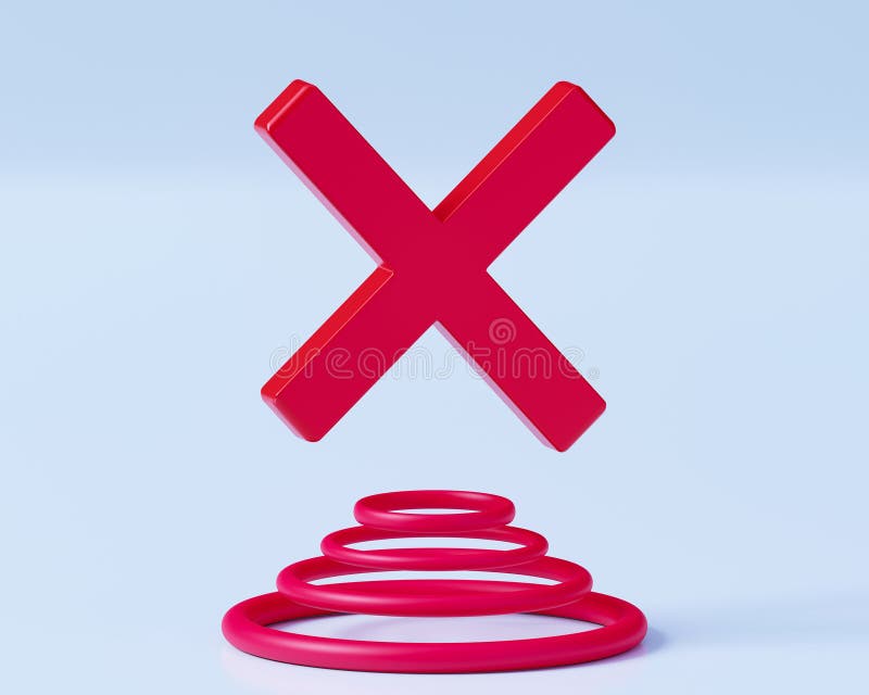 3d Mark Wrong Cross.warning Sign Stock Illustration - Illustration of ...
