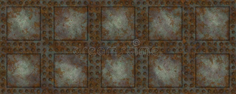 3d Material Steampunk Grunge Metal Panel Block with Rusty Texture Stock ...