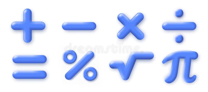 3D Math symbols vector set stock vector. Illustration of plastic ...