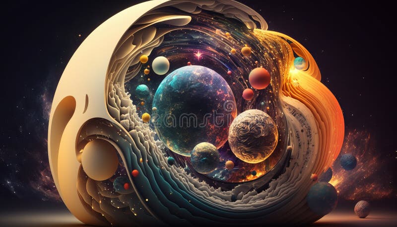 3D Mathematical Representation of the Universe. AI Generative. Stock ...
