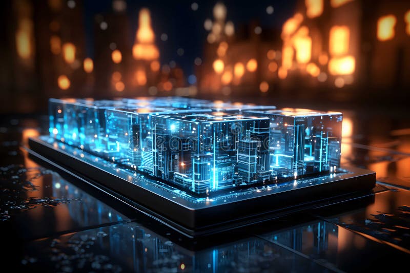 3d Matrix Silver Cube Block on Screen Smartphone Intricate Detail Blue ...