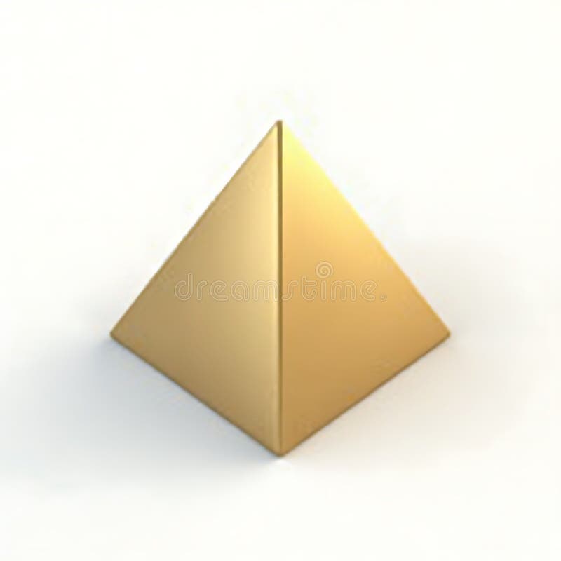 3D Matte Gold Pyramid Isolated on a White Background Stock Illustration ...