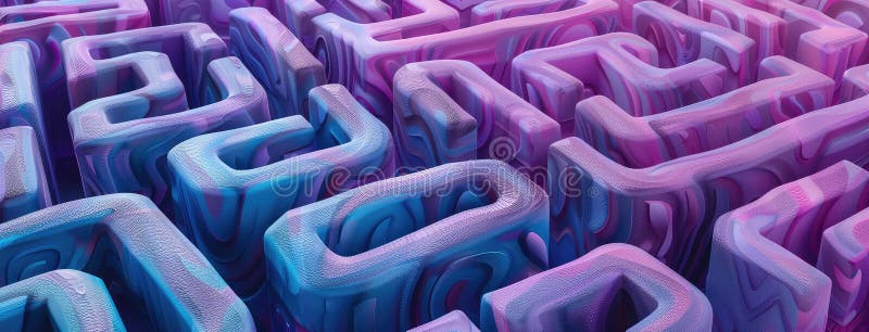 3D Maze of Blocks in Light Crimson and Violet Stock Image - Image of ...