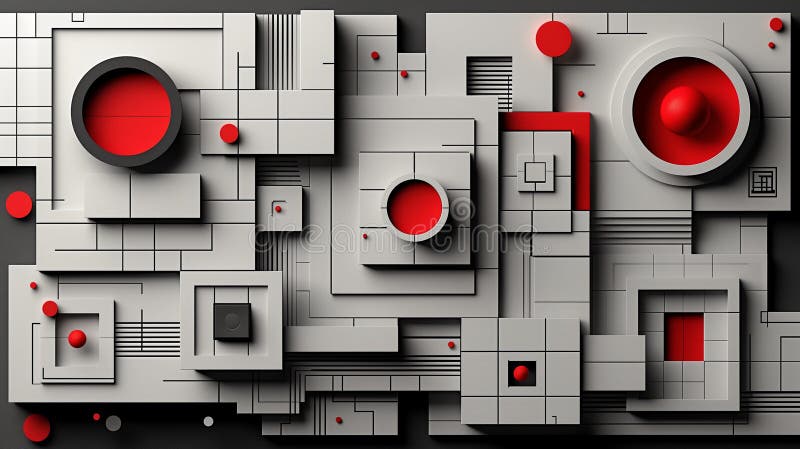 3D Maze, Red, Black, White, Geometric Shapes Stock Illustration ...