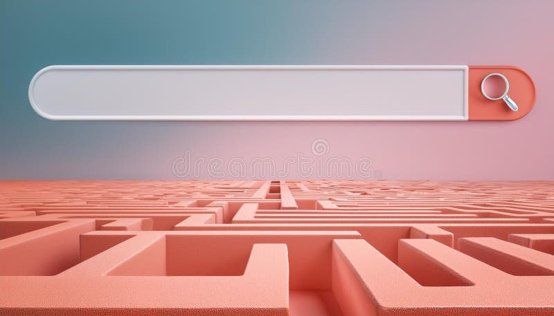 Maze with a Search Bar Hovering Above, Symbolizing Navigation through ...