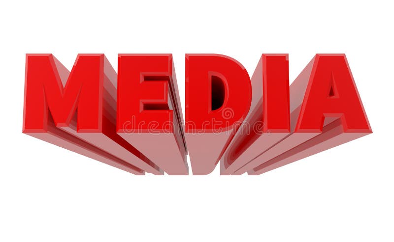 3D MEDIA Word on White Background 3d Rendering Stock Illustration ...