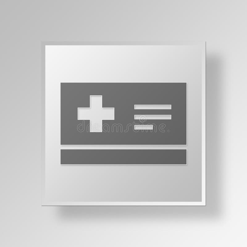 3D Medical Card Button Icon Concept Stock Illustration - Illustration ...