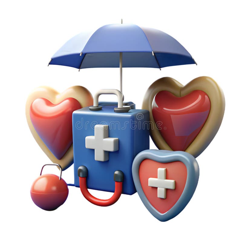 3D Medical Shield Icon stock illustration. Illustration of heart ...