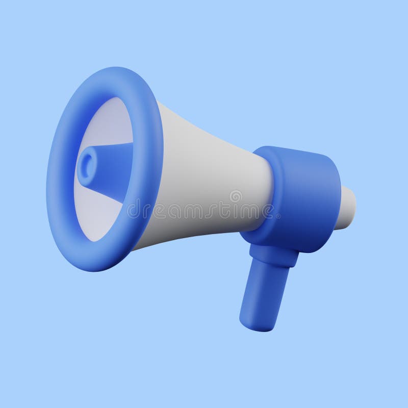 3d Megaphone Icon on Light Blue Background. Stock Illustration ...