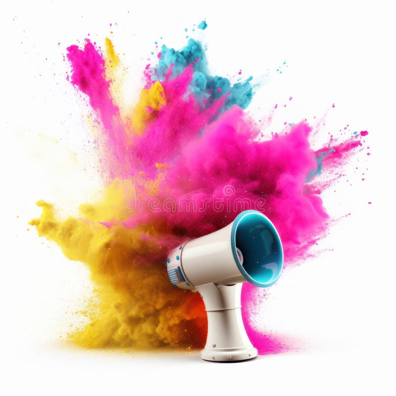 3d Megaphone with Toner Powder Exploding Out of it, AI Generative Stock ...