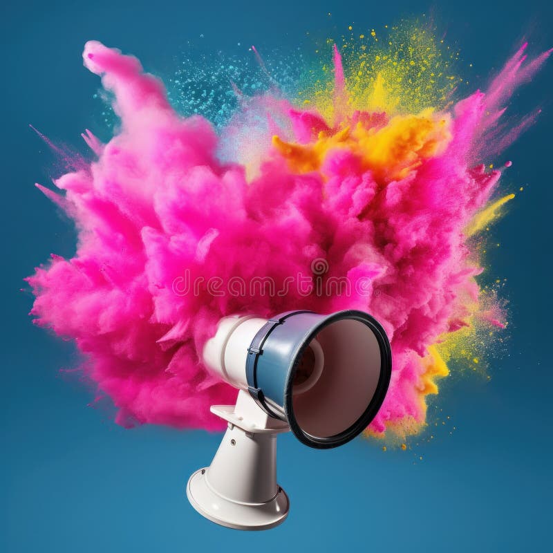 3d Megaphone with Toner Powder Exploding Out of it, AI Generative Stock ...