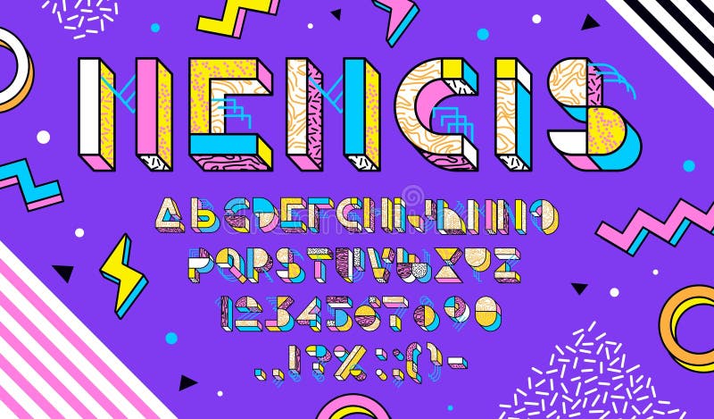 3d Memphis Abstract Font, Block Type, Typeface Stock Vector ... 3d Memphis Abstract Font, Block Type, Typeface Stock Vector ...