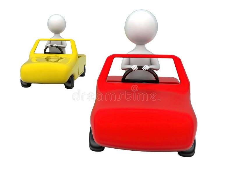 3d Men Driving Cars Concept Stock Illustration - Illustration of three ...