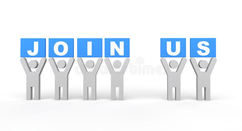 3d Men with Join Us Placards Stock Illustration - Illustration of ...