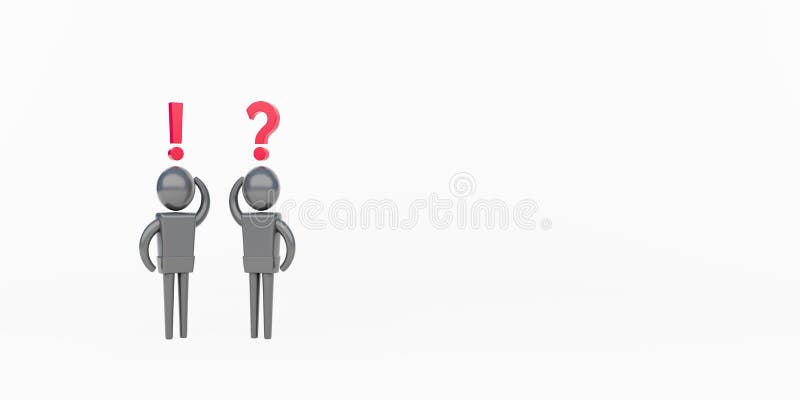 3d Men with Question Mark and Exclamation Mark. 3d Render 3d ...