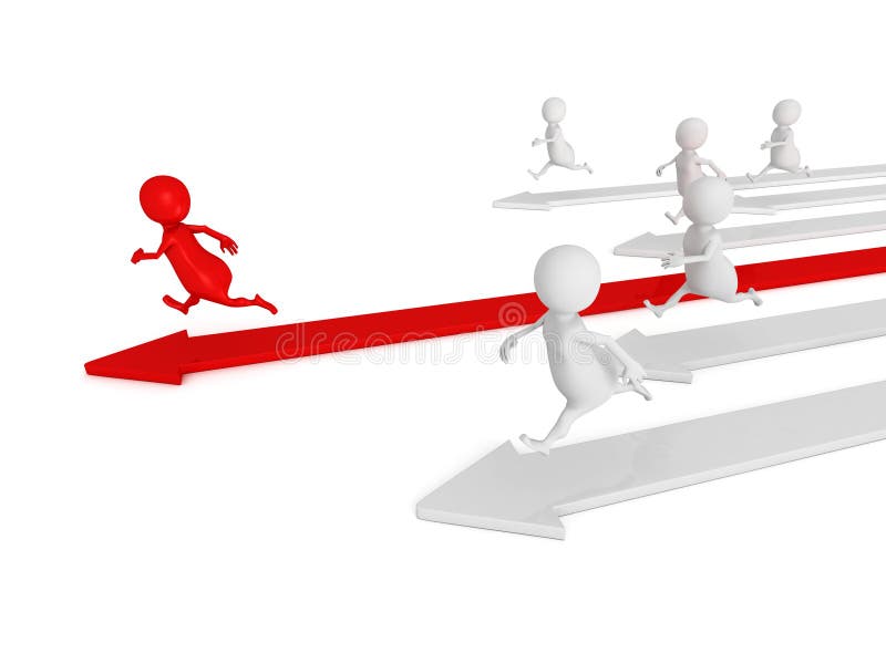 Human Race Competition of 3d People. Success Winning Concept Stock ...