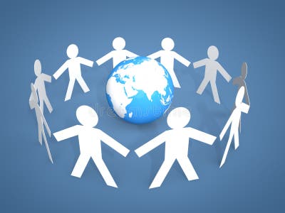 3d Men Stick Figures Around a Globe Stock Illustration - Illustration ...