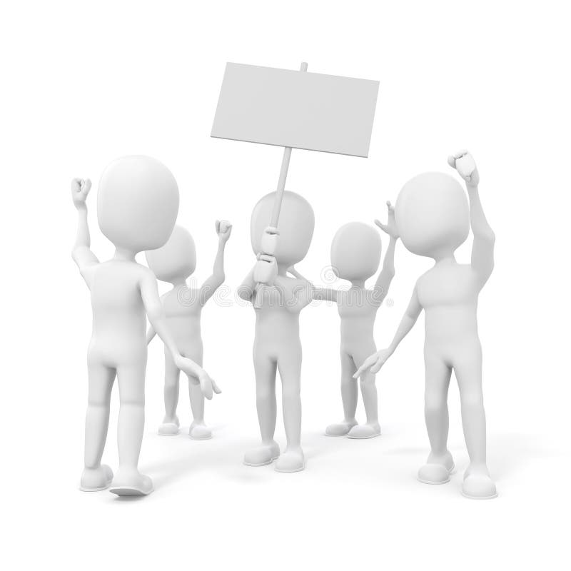3d Mens - Groep Protesterende Mensen Stock Illustratie - Illustration ...