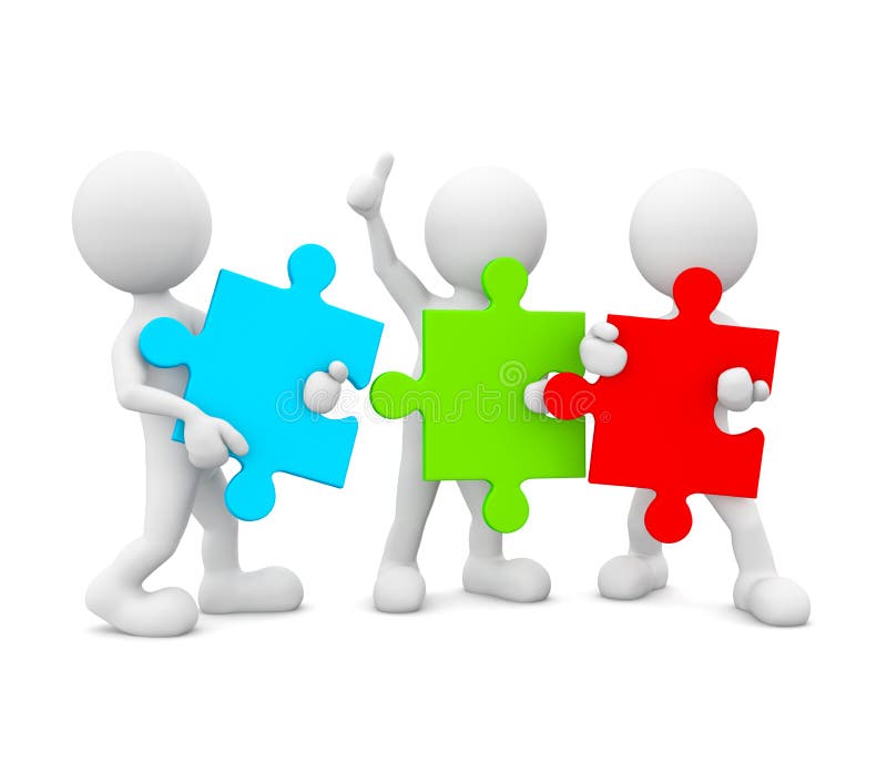 3D Mensen Die Aangesloten Figuurzaag Houden Stock Illustratie ...