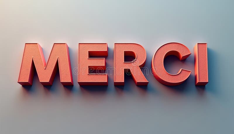 3D Merci Text in Red with a Soft, Gradient Background Stock ...