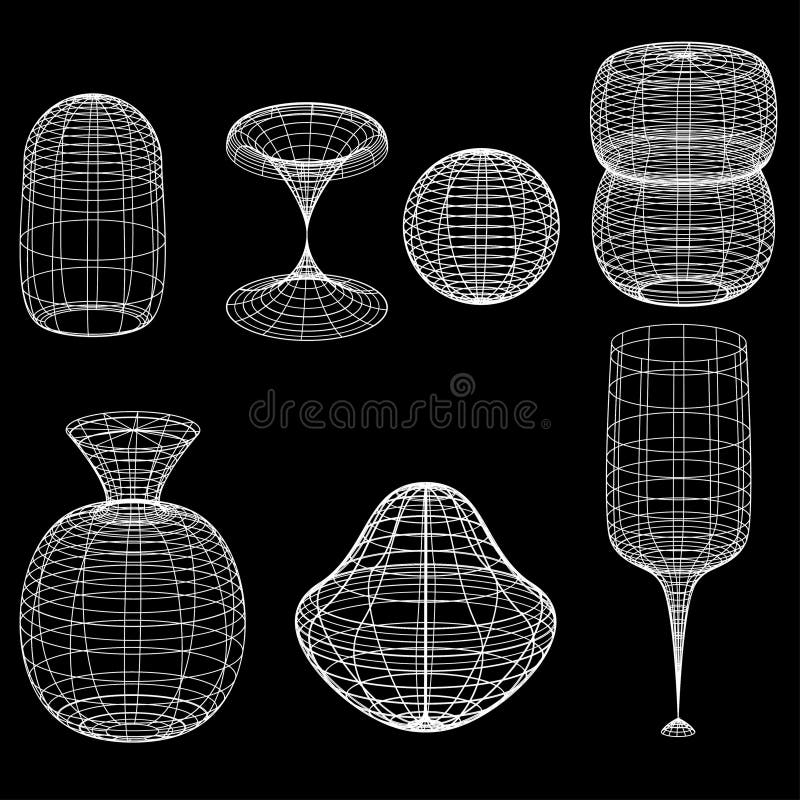 3D Mesh Grid, Net Wire, Vector Lines Illustration. 3D Wireframe or ...