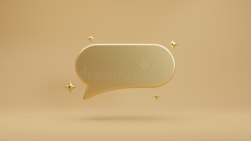 3d Message Icon with Gradient Golden Background, Chat Box in Social ...