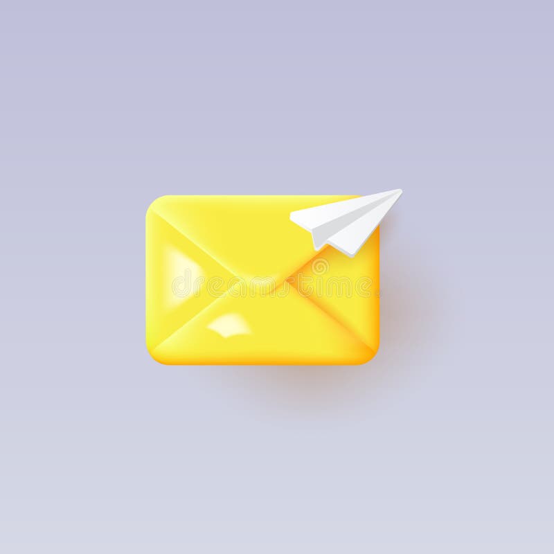 3d Message Icon with Paper Plane on Gray Background. Stock Illustration ...
