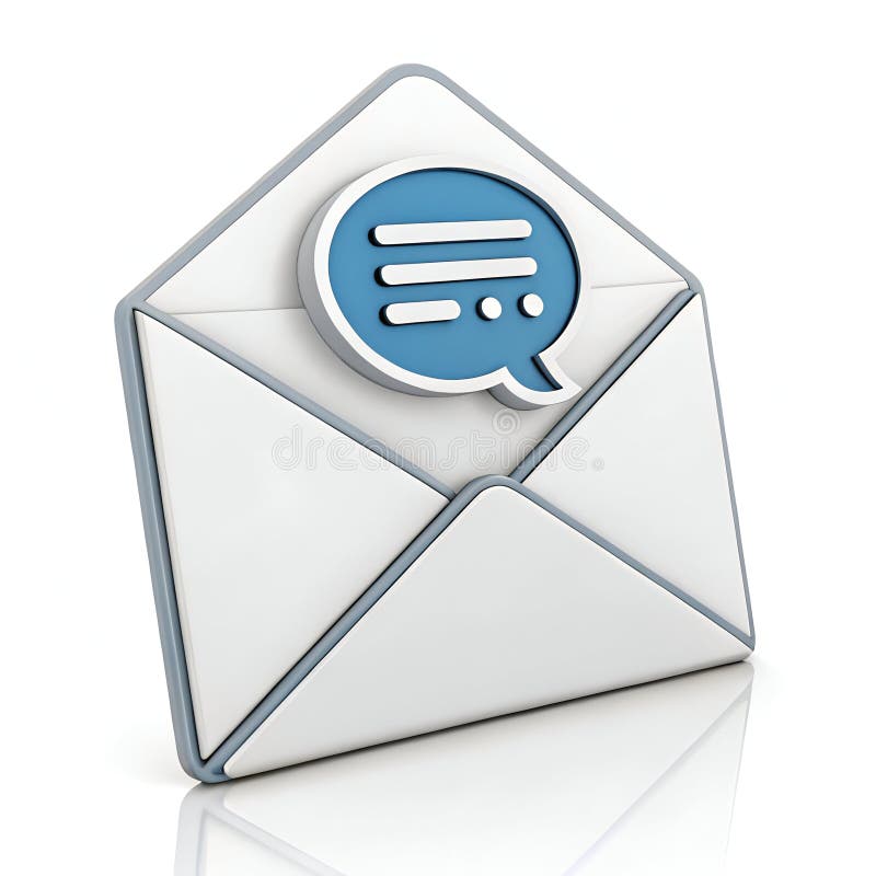 3D Message Icon Render Isolated on White Background Stock Illustration ...
