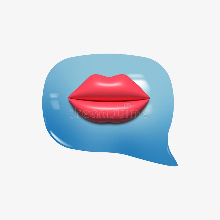 3d Message, Speech Dialog Button with Red Lips. Vector Stock Vector ...