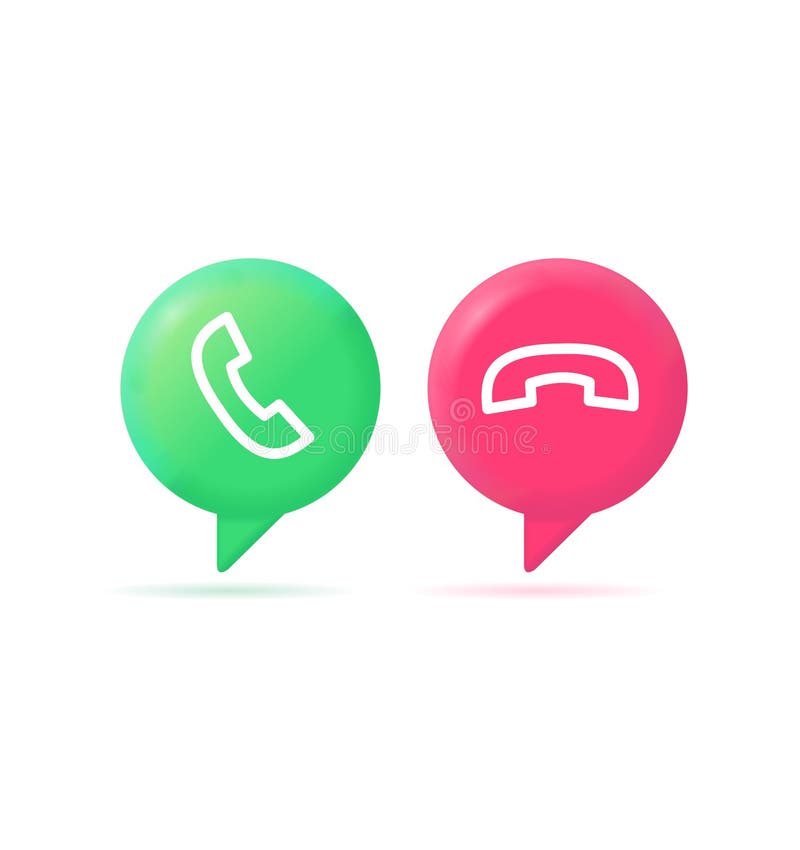 3d Messenger Phone Call Button Set Plasticine Cartoon Style. Vector ...