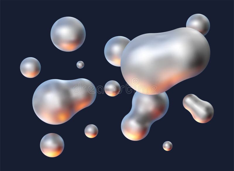 3d vector metal blobs. stock illustration. Illustration of abstract ...