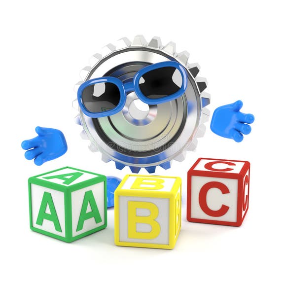3d Metal Cog Teaches the Alphabet Stock Illustration - Illustration of ...