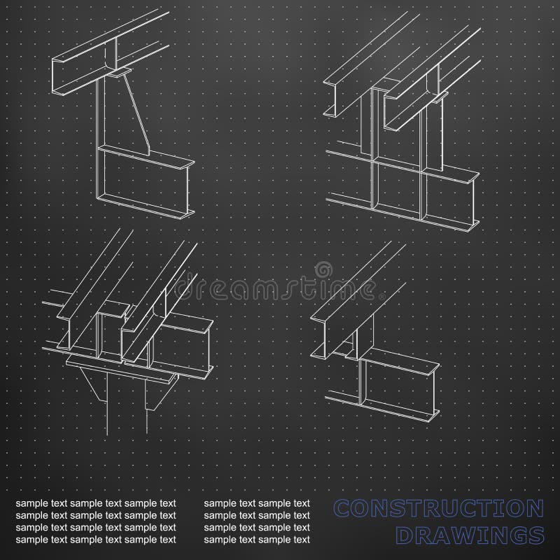 3D Metal Construction. the Beams and Columns Stock Vector ...
