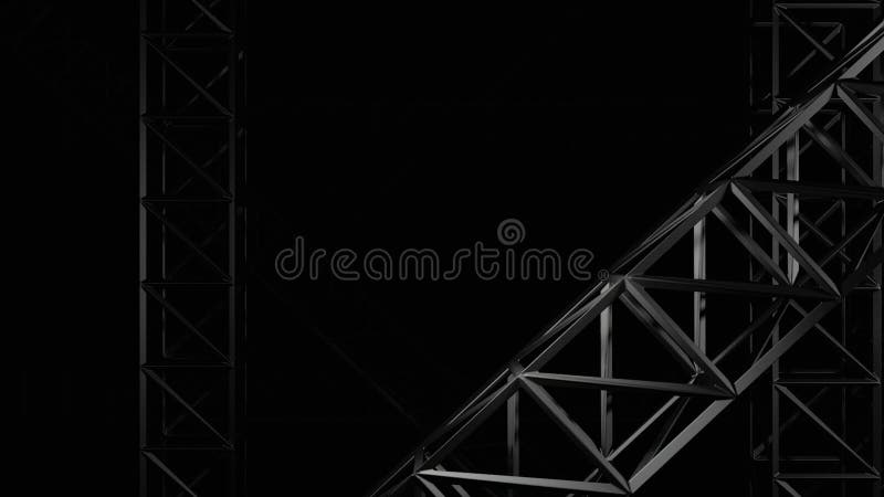 3d Metal Frames Move in Dark. Design. Metal Building Frames are Moving ...