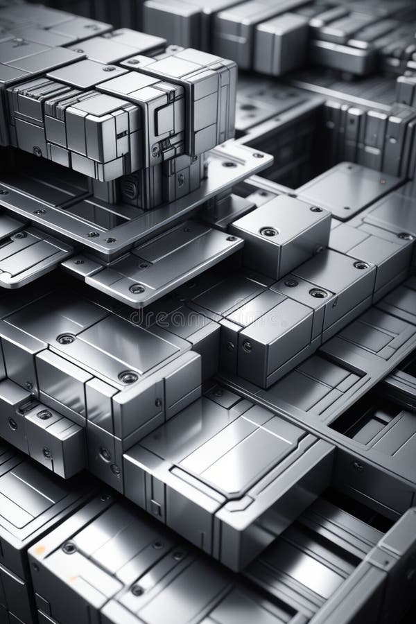 3D Metal Panels Abstract Background, Glossy, Reflection, Vertical ...