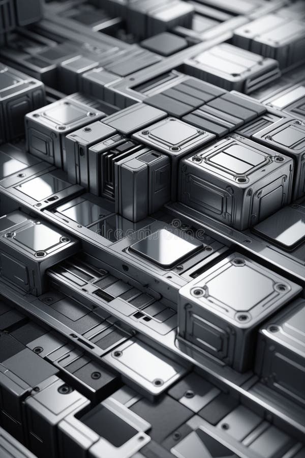 3D Metal Panels Abstract Background, Glossy, Reflection, Vertical ...