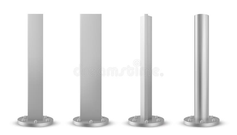3d Metal Pole Base of Different Shape Stock Illustration - Illustration ...