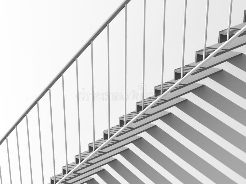 3d Metal Stairs with Shadow Over White Wall Stock Illustration ...