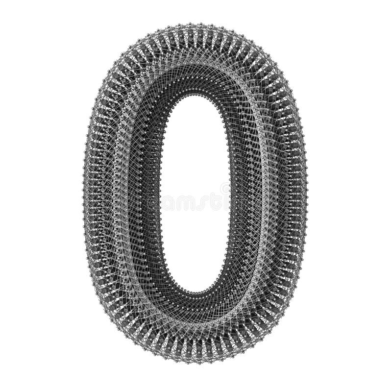 3d Metal Wire Isolated Creative Number 0 Stock Illustration ...