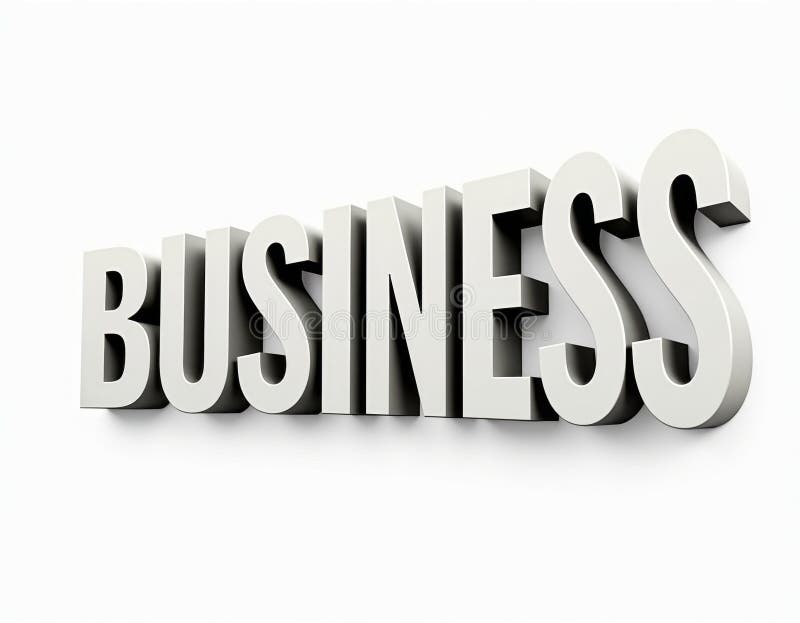 3D Metallic BUSINESS Text on a White Background Stock Illustration ...