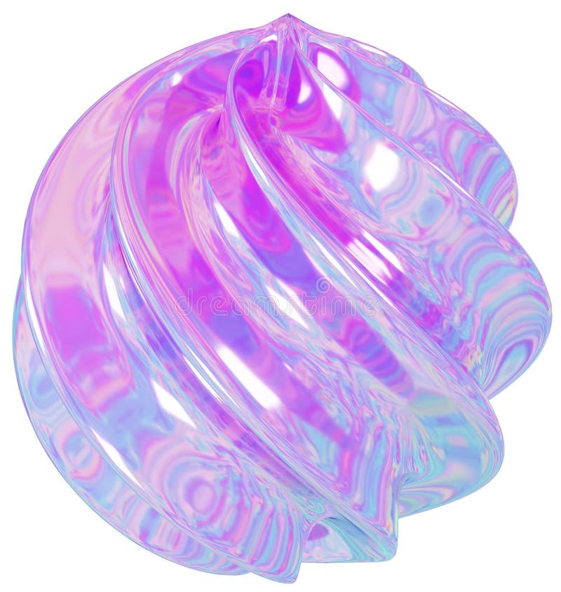 3D Metallic Chrome Iridescent Abstract Shape Illustration. Fluid Design ...