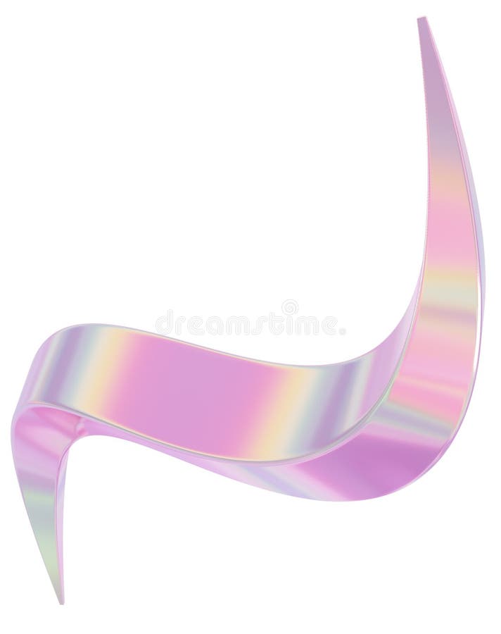 3D Metallic Chrome Iridescent Abstract Shape Illustration. Fluid Design ...