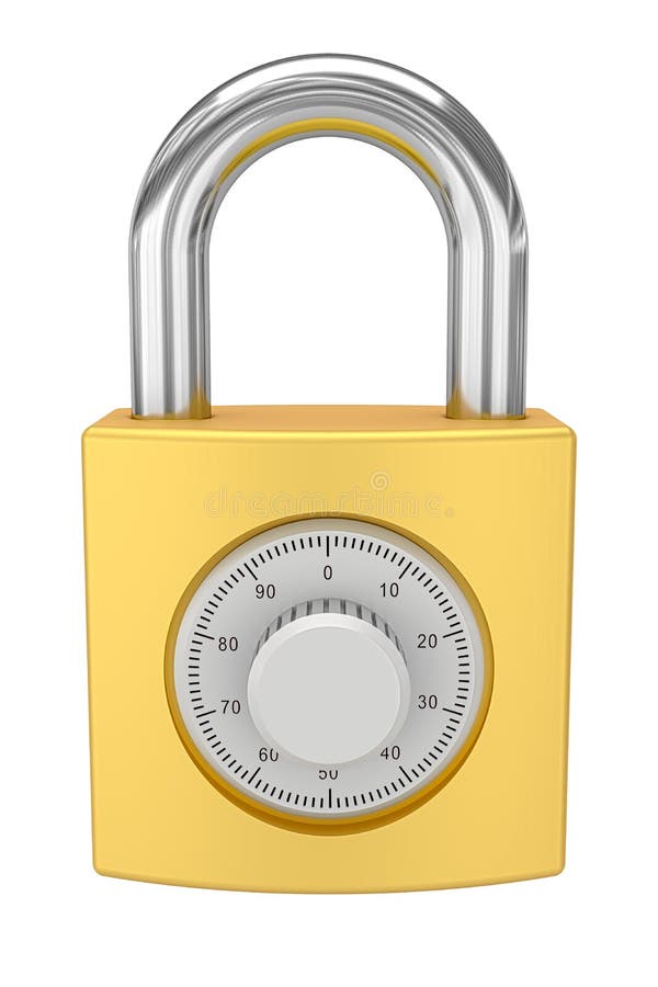 3d Metallic Code Padlock Isolated on White Background. High Resolution ...