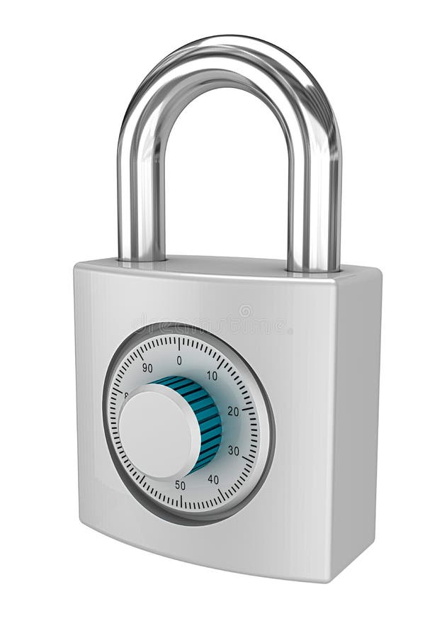 3d Metallic Code Padlock Isolated on White Background. High Resolution ...