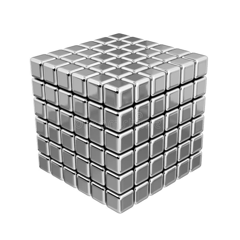 3D Metallic Cubes stock image. Illustration of assembly - 32532601