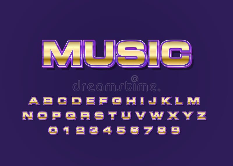3d Metallic Font Style, Modern Typeface Alphabet and Number Stock ...
