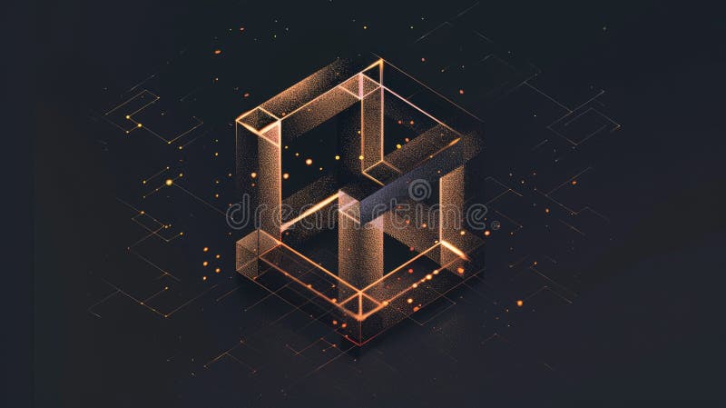 3D Metallic Geometric Shape on a Dark Background. Abstract Art Concept ...